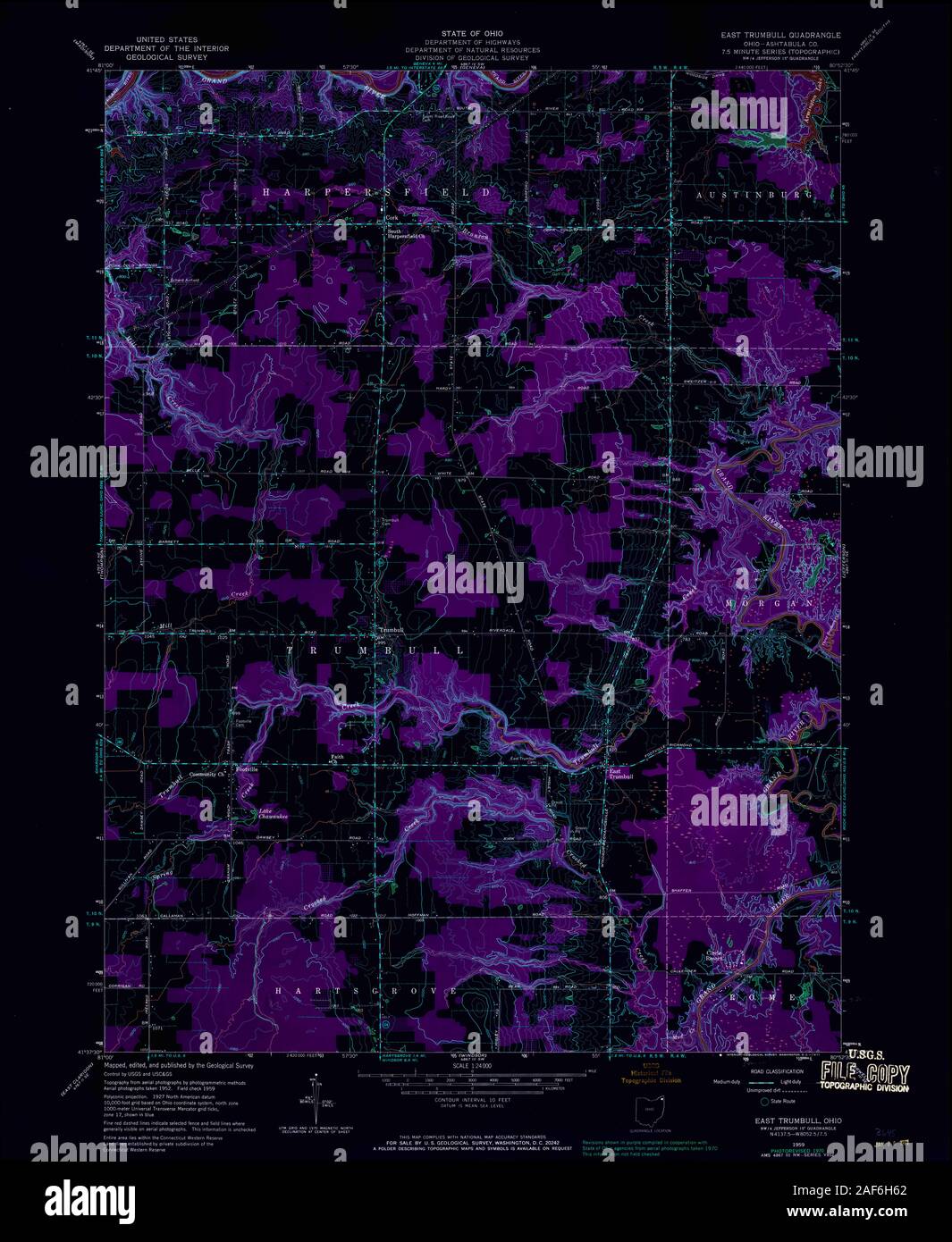 USGS TOPO Map Ohio OH East Trumbull 224976 1959 24000 Inverted ...