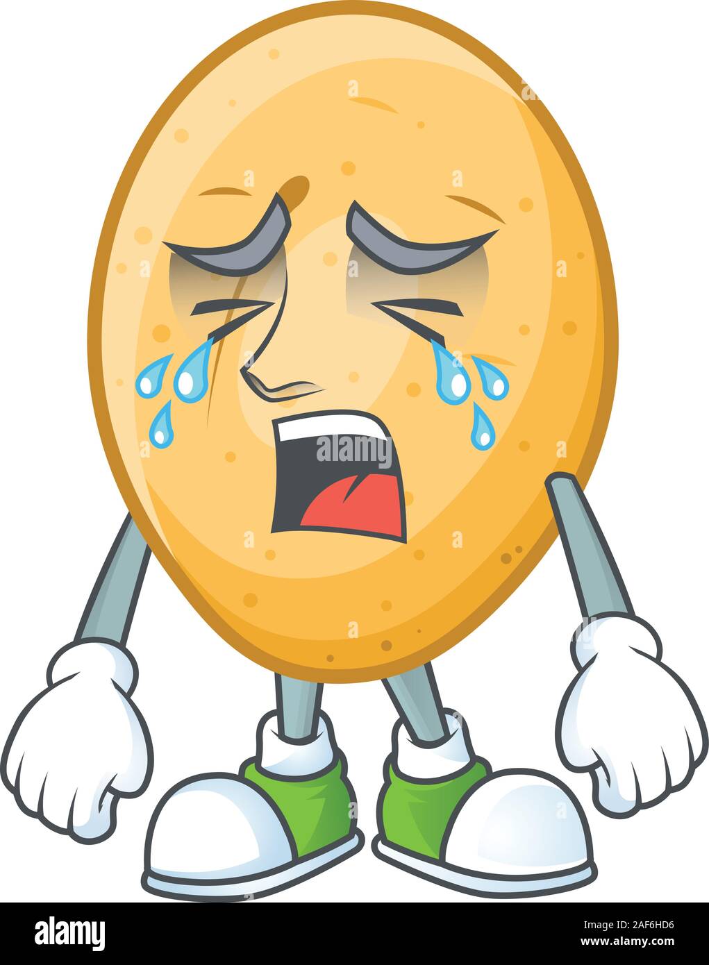 Sad Crying gesture potato cartoon character style Stock Vector Image ...