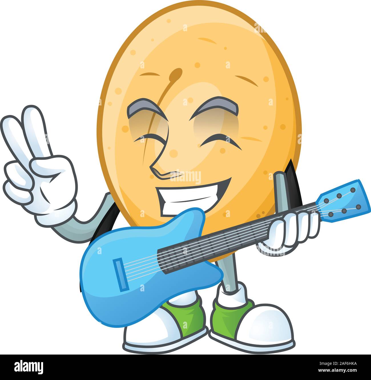 Cute and cool potato cartoon character performance with guitar Stock ...