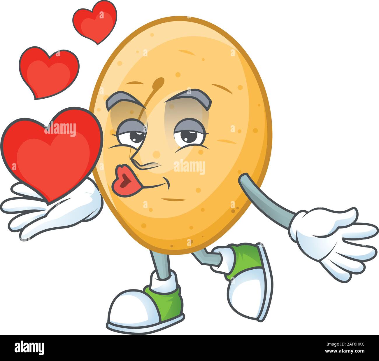 Happy potato cartoon character mascot with heart Stock Vector Image ...
