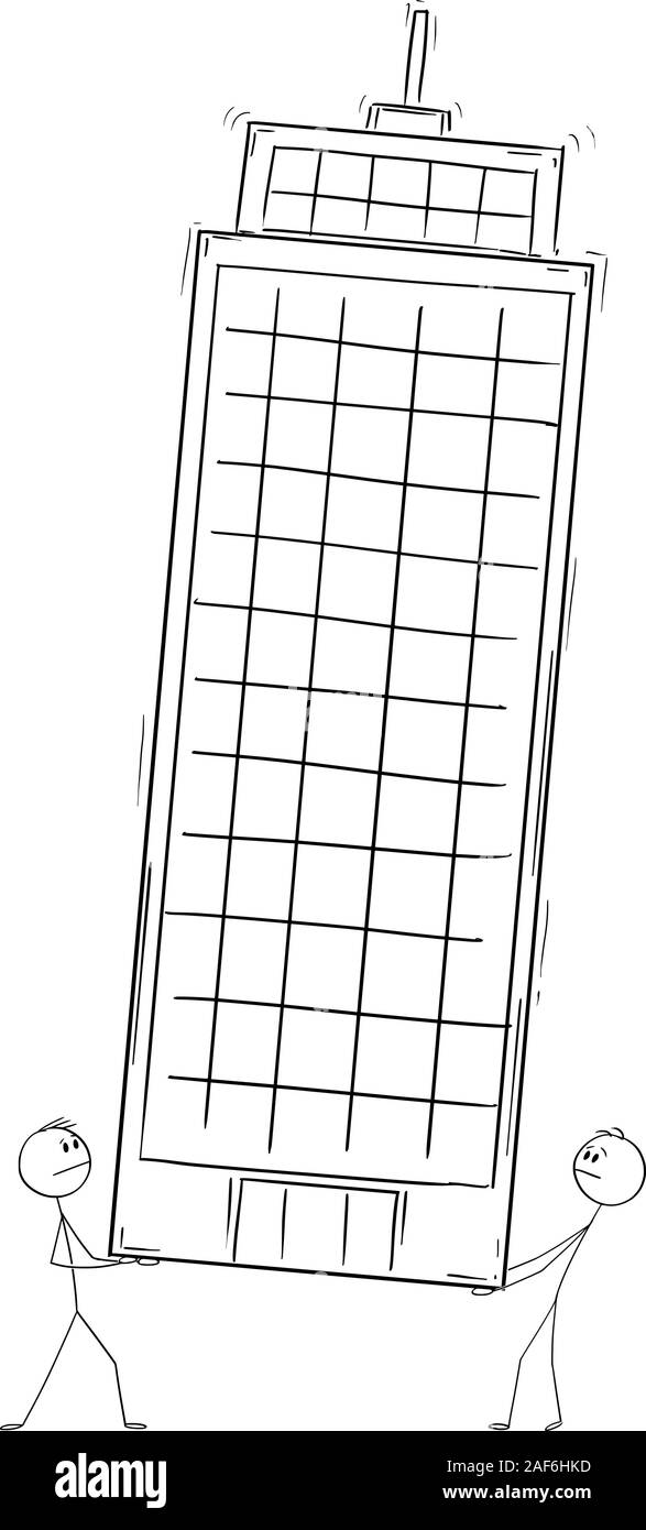 Vector cartoon stick figure drawing conceptual illustration of two men ...