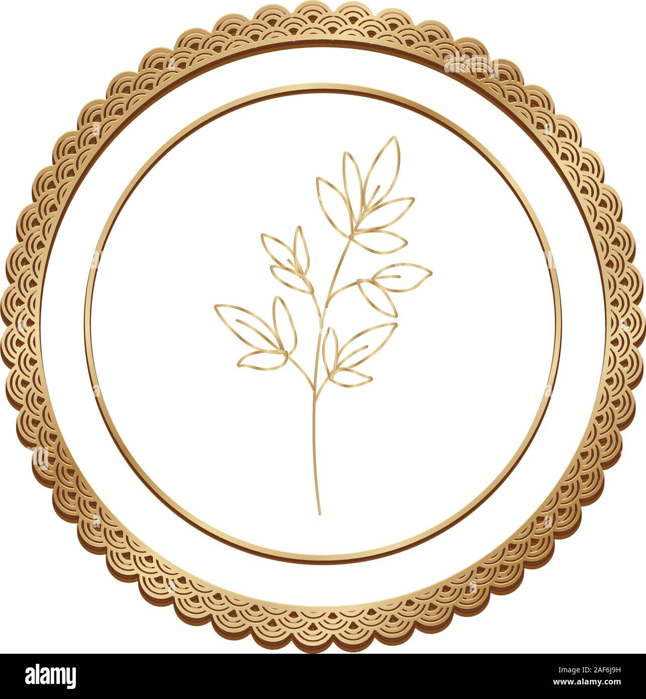 Isolated gold leaf inside seal stamp vector design Stock Vector Image ...