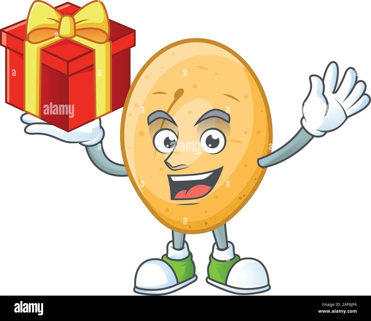 Potato cartoon character with a box of gift Stock Vector Image & Art ...