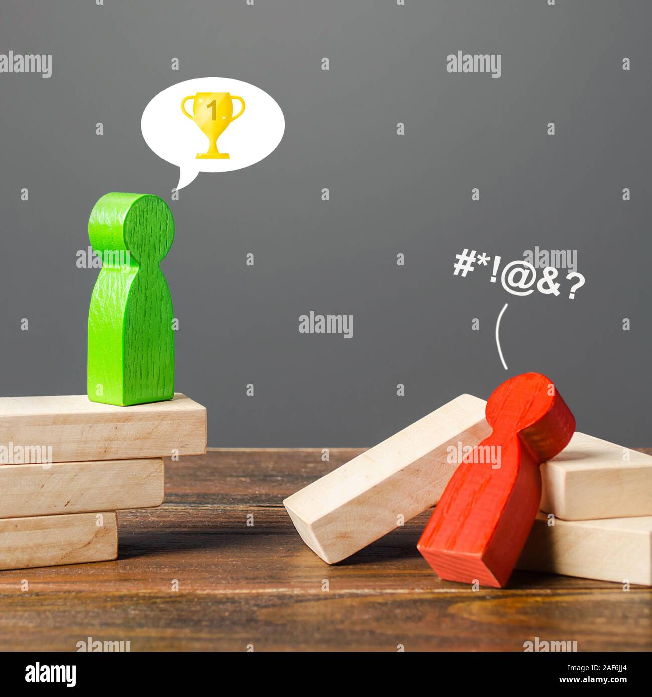 The winner and defeated opponent in a dispute. Complete victory. Winner ...