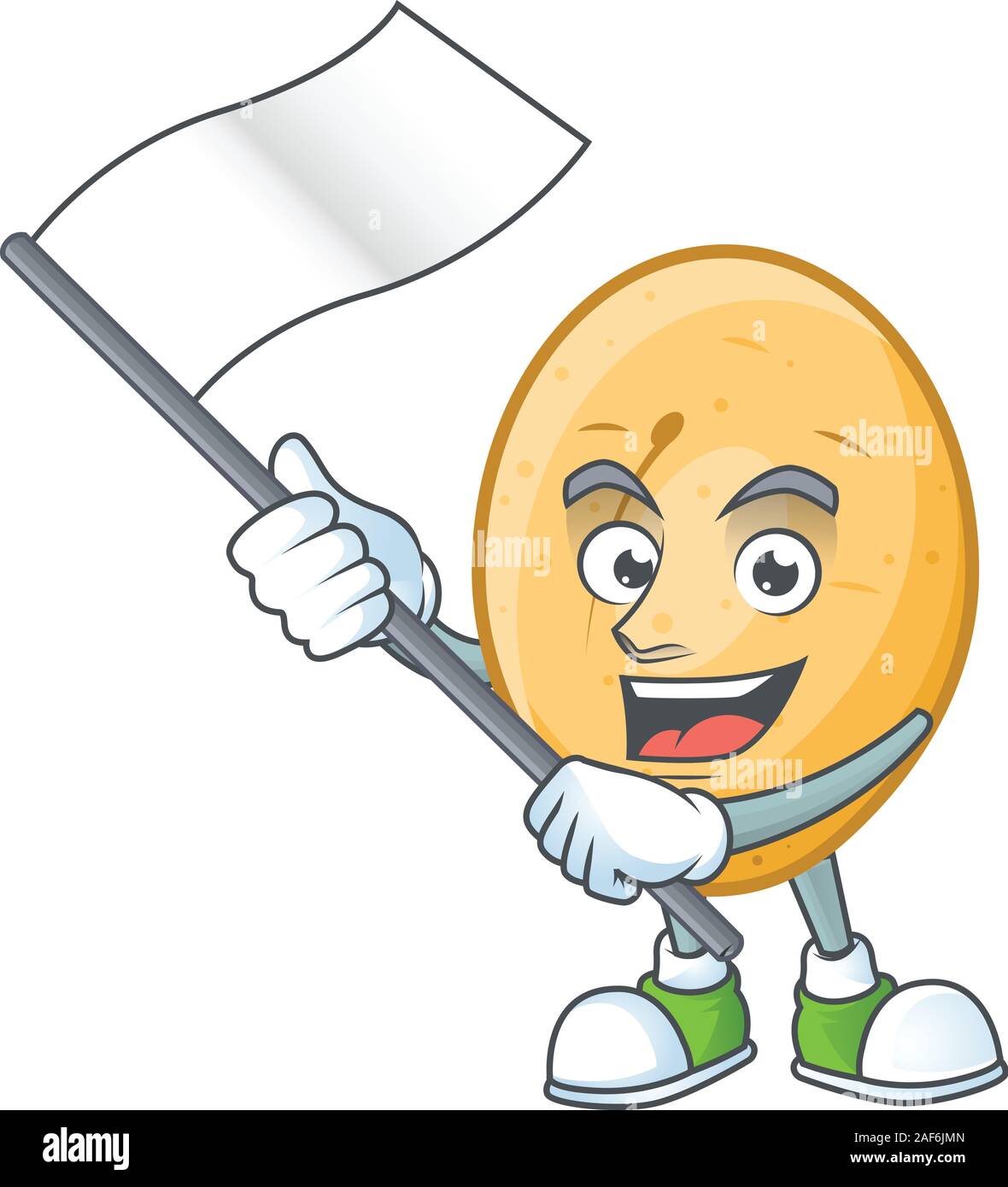 cute potato cartoon character design holding a flag Stock Vector Image ...