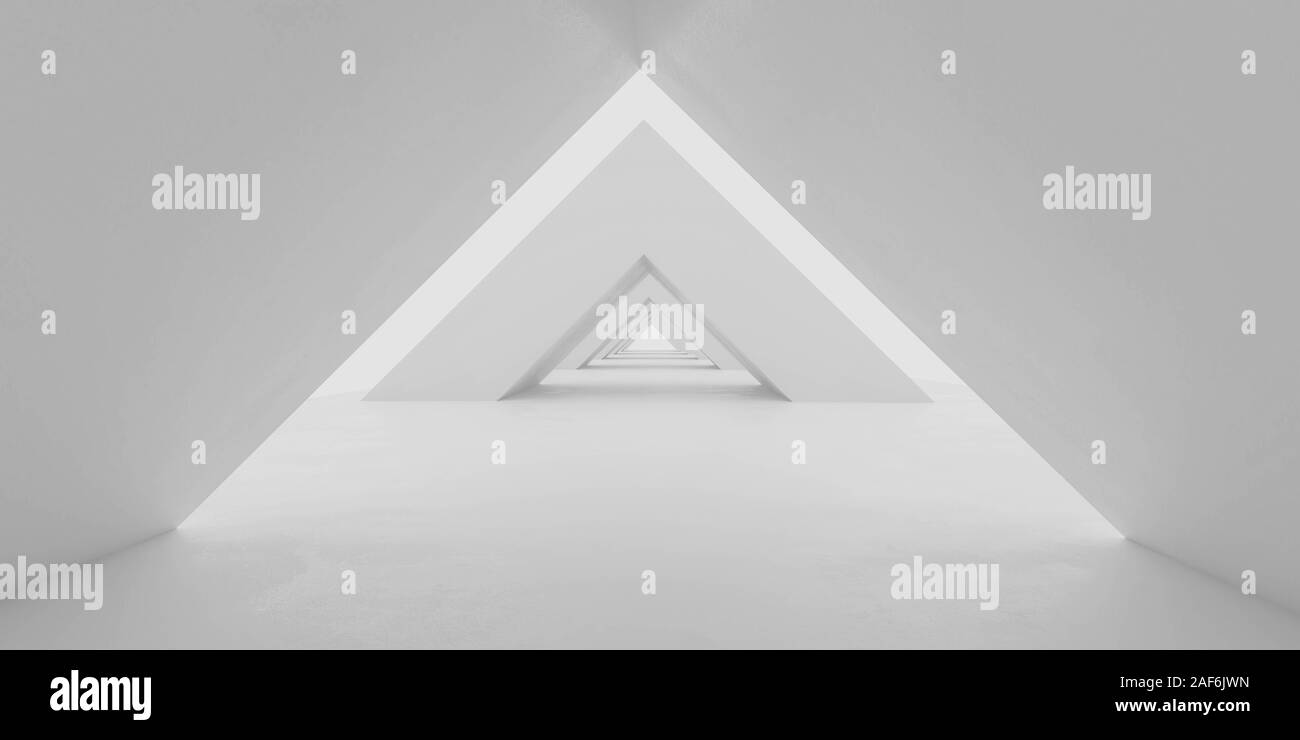 abstract white background architecture warehouse hall 3d render ...