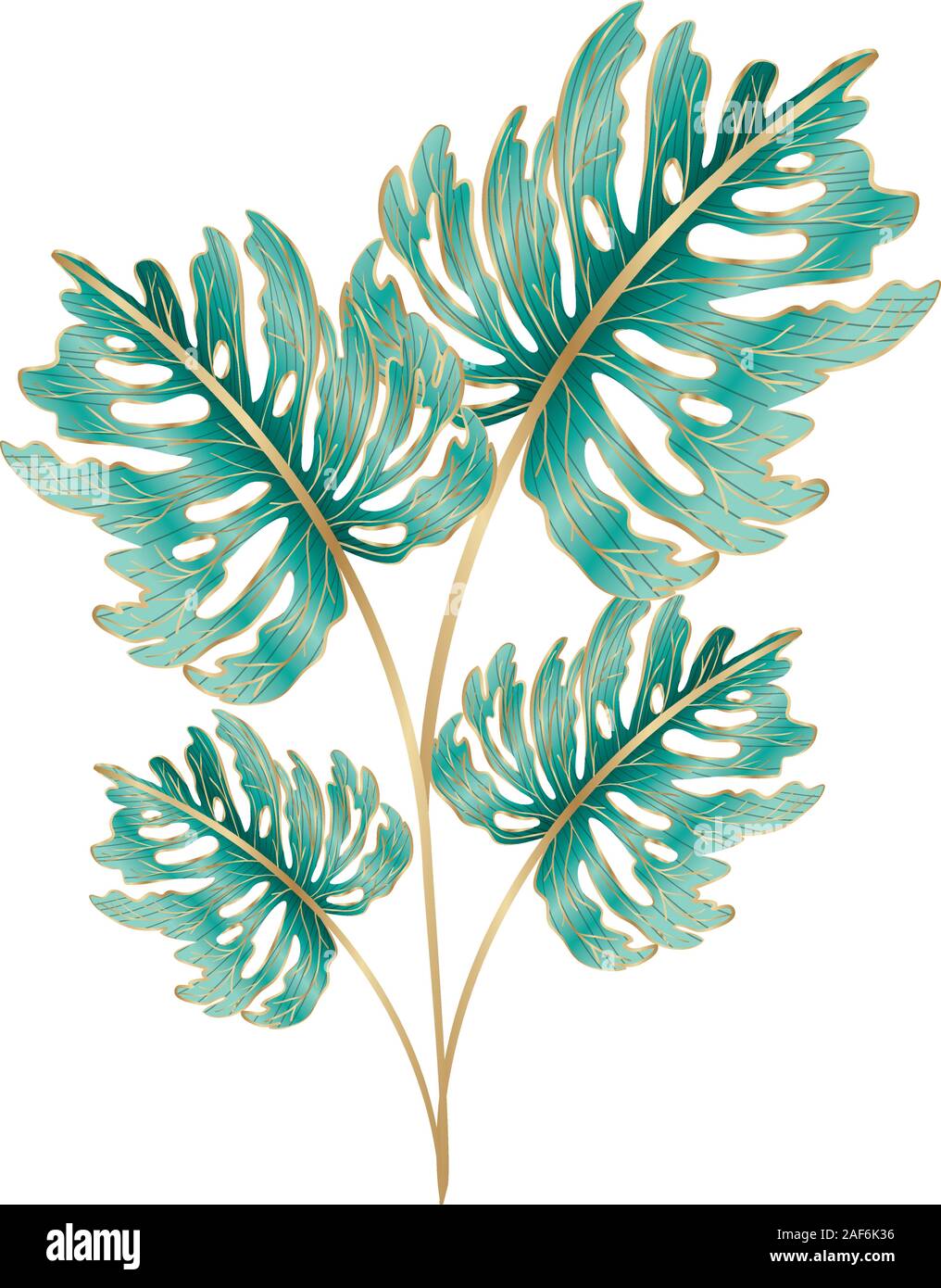 Isolated tropical green leaves vector design Stock Vector Image & Art ...