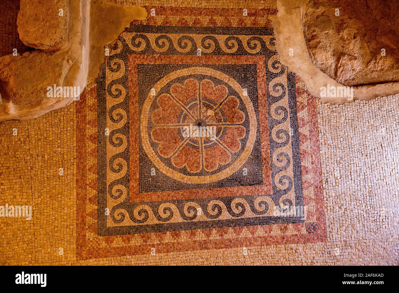 Remains of the Mosaic floor in a ritual bath (Mikveh) Masada national ...
