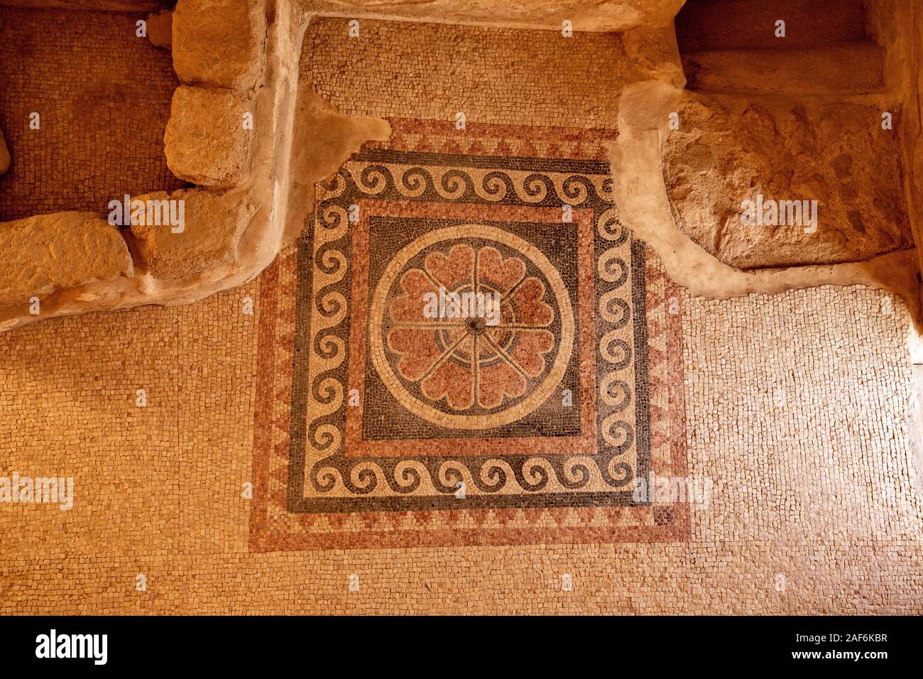 Remains of the Mosaic floor in a ritual bath (Mikveh) Masada national ...