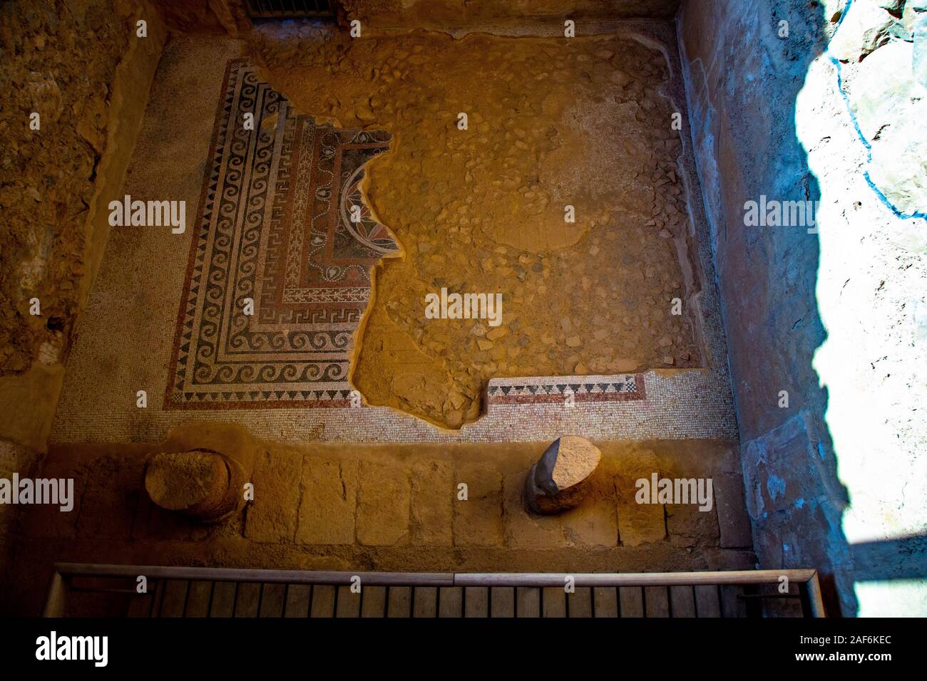 Remains of the Mosaic floor in a ritual bath (Mikveh) Masada national ...