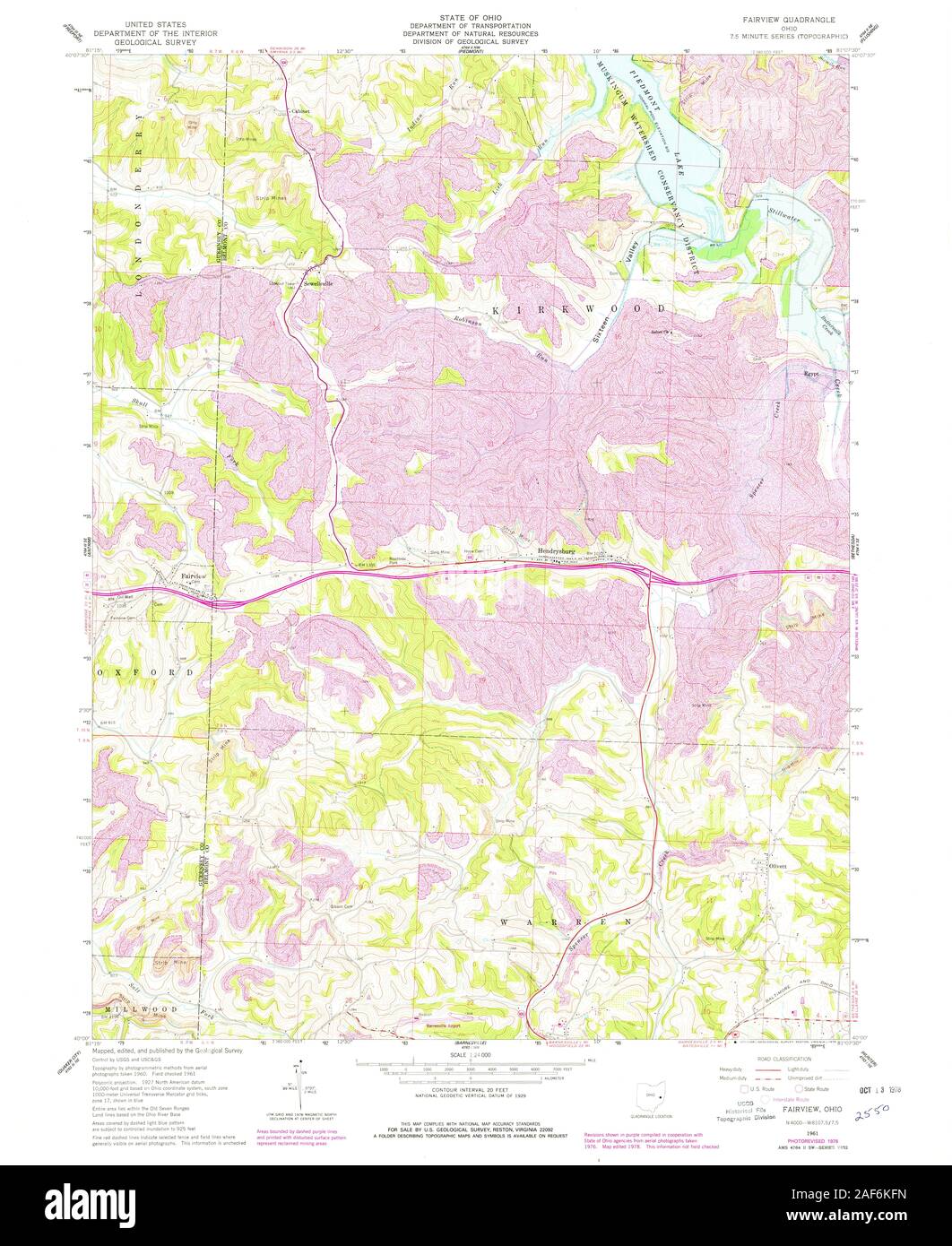 USGS TOPO Map Ohio OH Fairview 225027 1961 24000 Restoration Stock ...