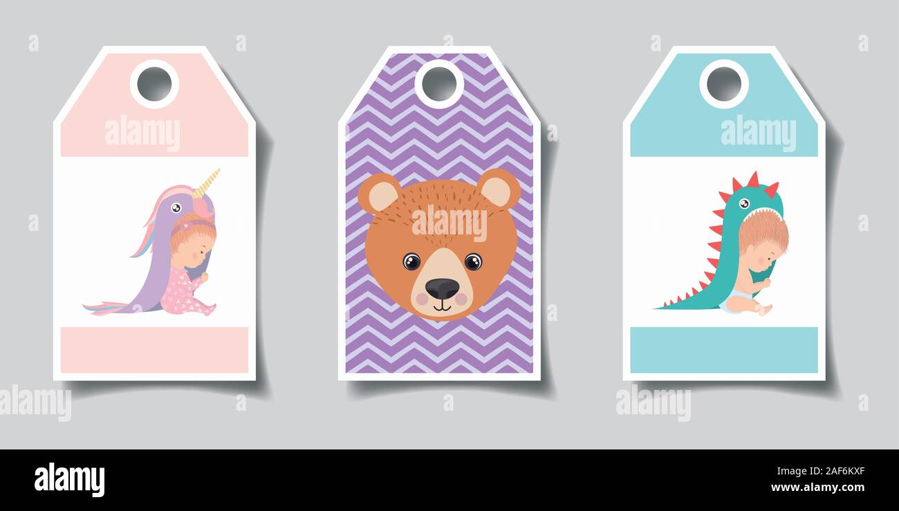 Set of cute babies labels vector design Stock Vector Image & Art - Alamy
