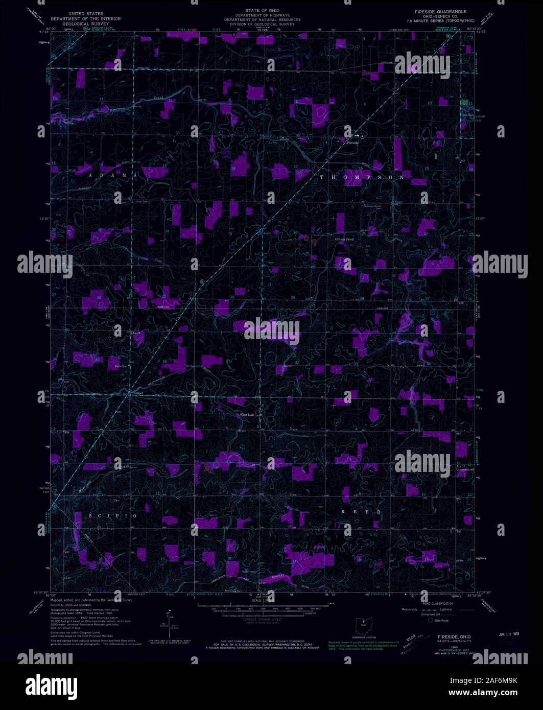 USGS TOPO Map Ohio OH Fireside 225052 1960 24000 Inverted Restoration ...