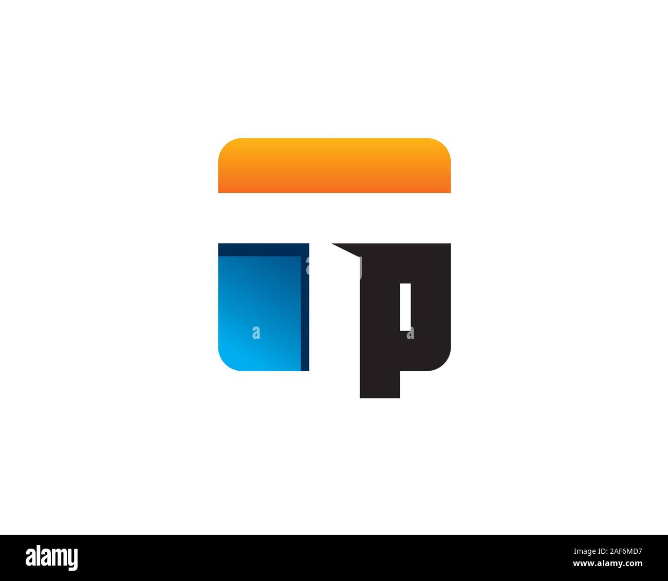 iconic apps icon style initial logo of letter T and P Stock Vector ...