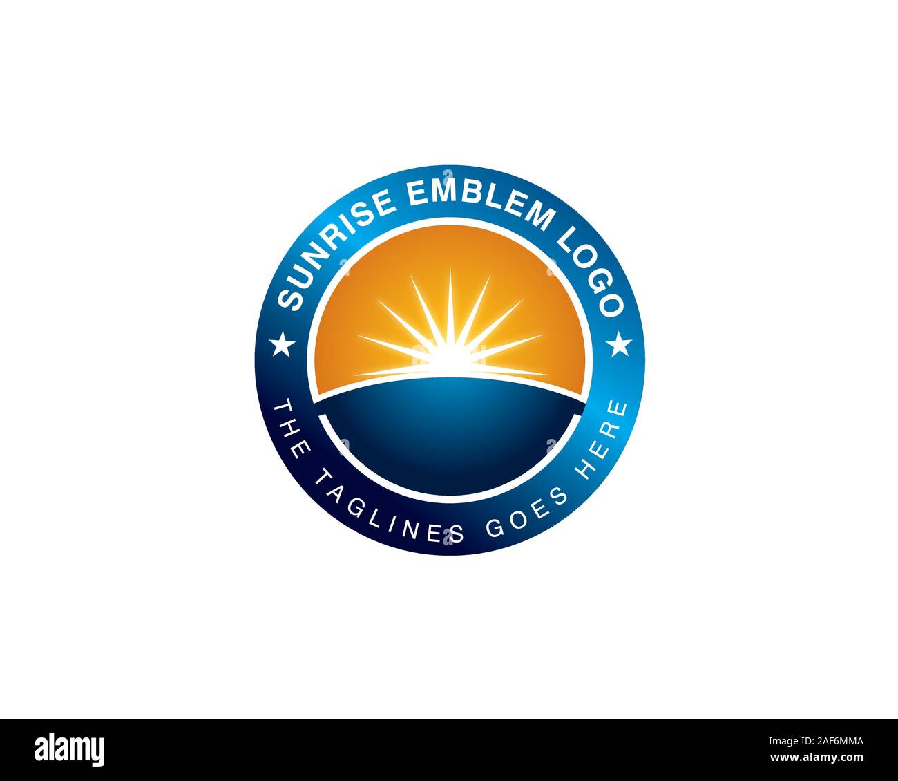 sun rays rise on ground globe earth inside circular round emblem Stock ...