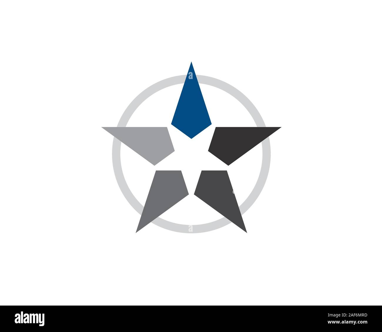 negative space star inside big star with circle background Stock Vector ...