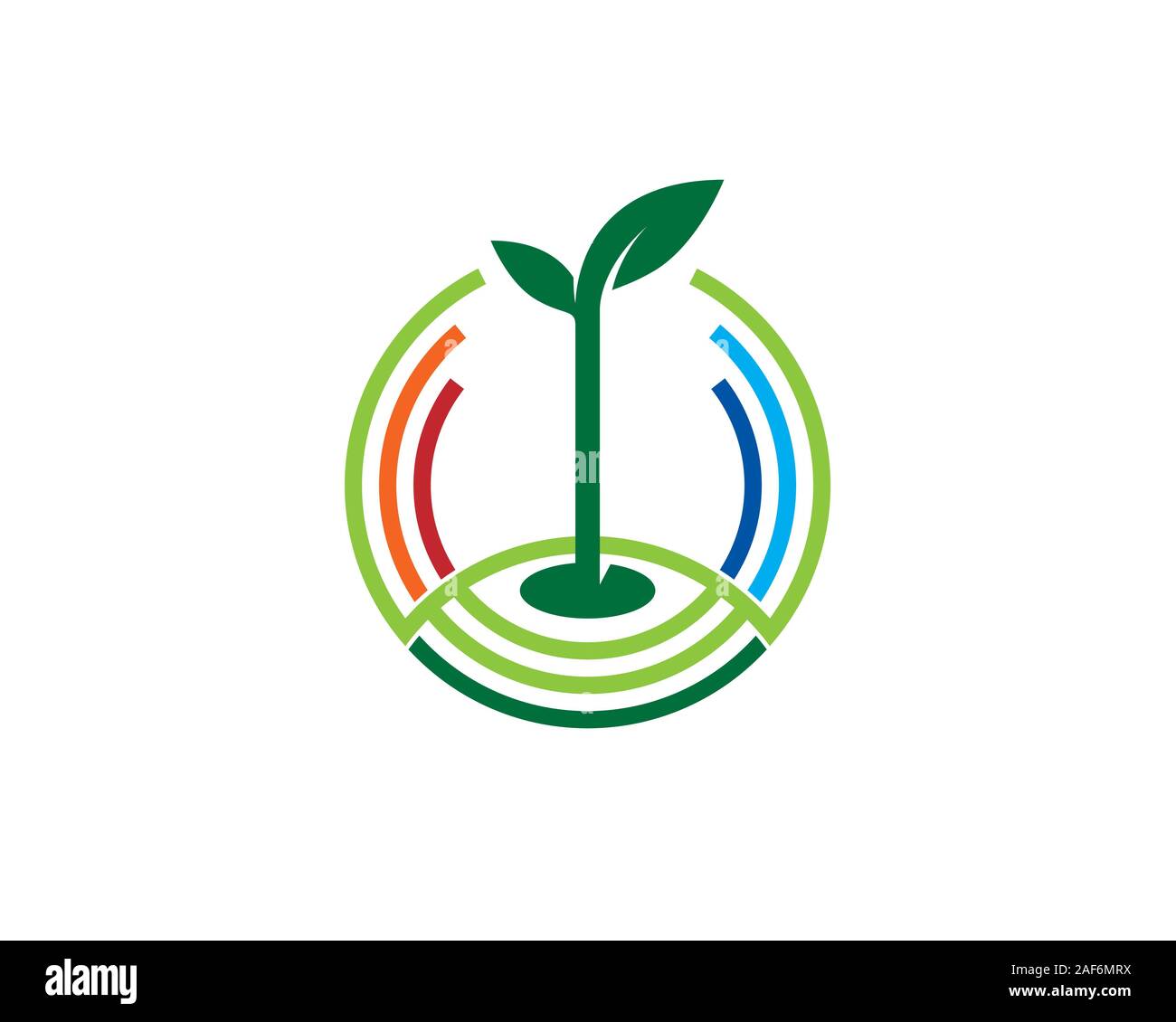 sprout grow on the ground inside circular line Stock Vector Image & Art ...