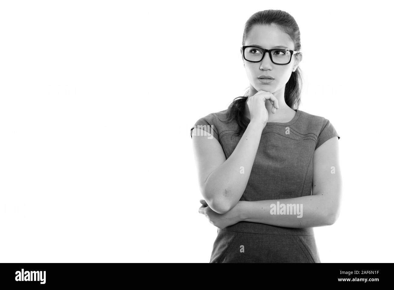 Beautiful young businesswoman hand Black and White Stock Photos ...