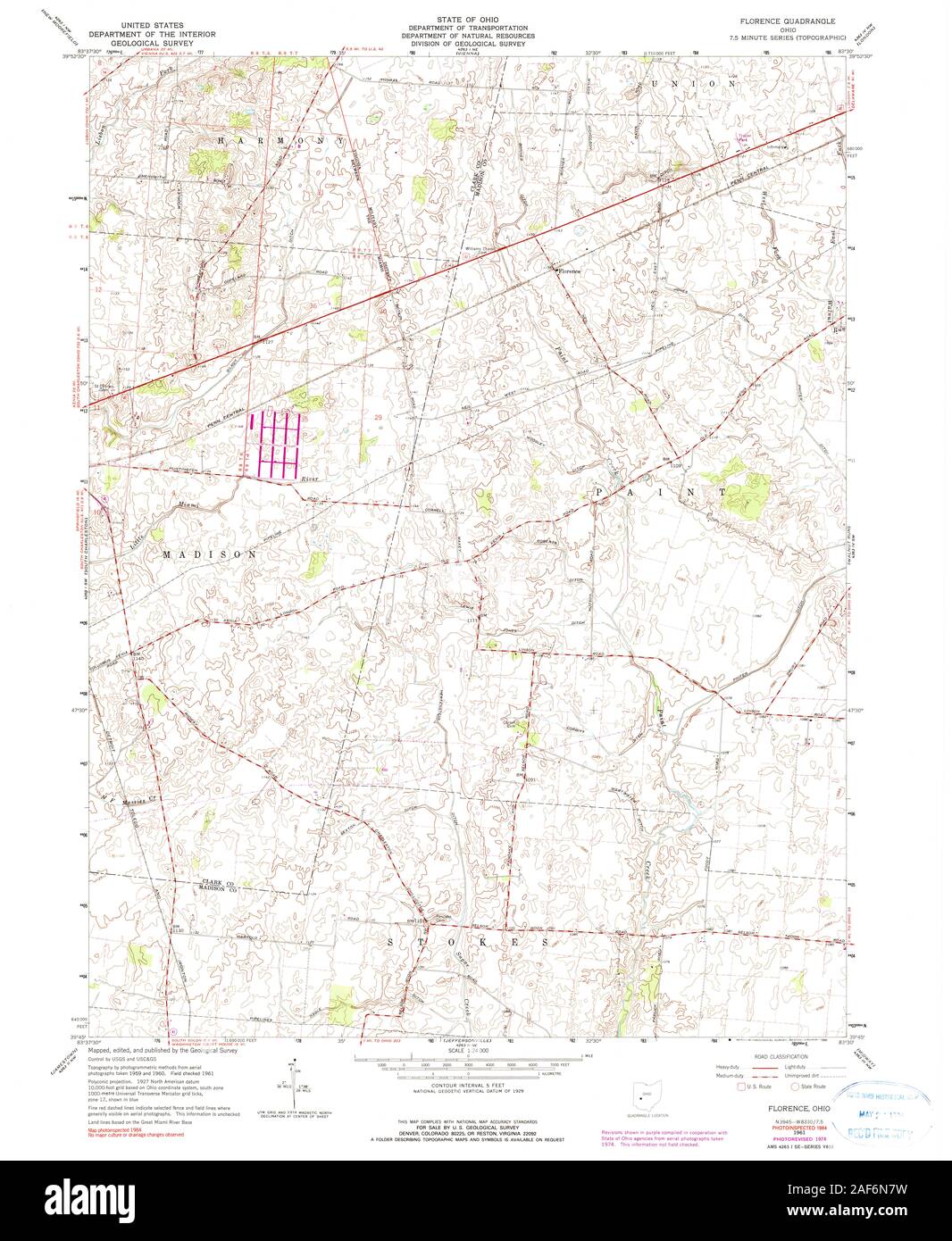 USGS TOPO Map Ohio OH Florence 226083 1961 24000 Restoration Stock ...