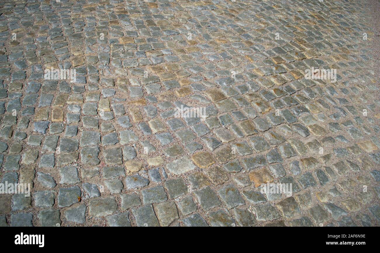 Texture of an old paving stone road from European countryside Stock ...