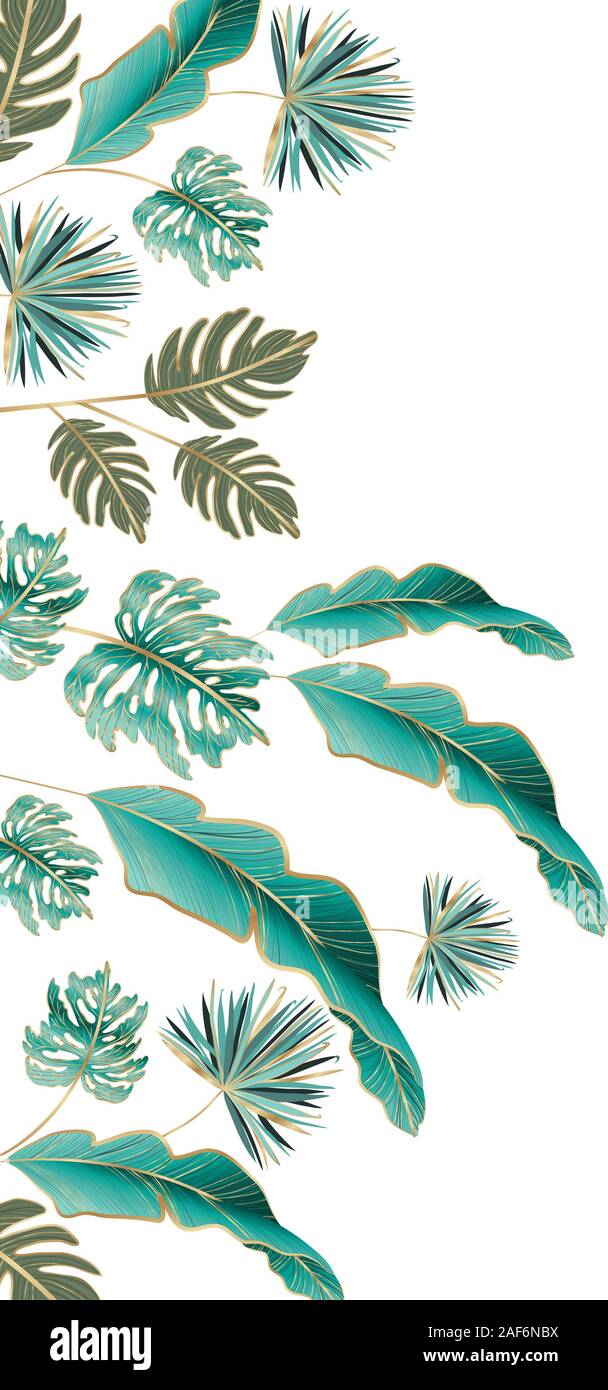 Isolated tropical green leaves vector design Stock Vector Image & Art ...