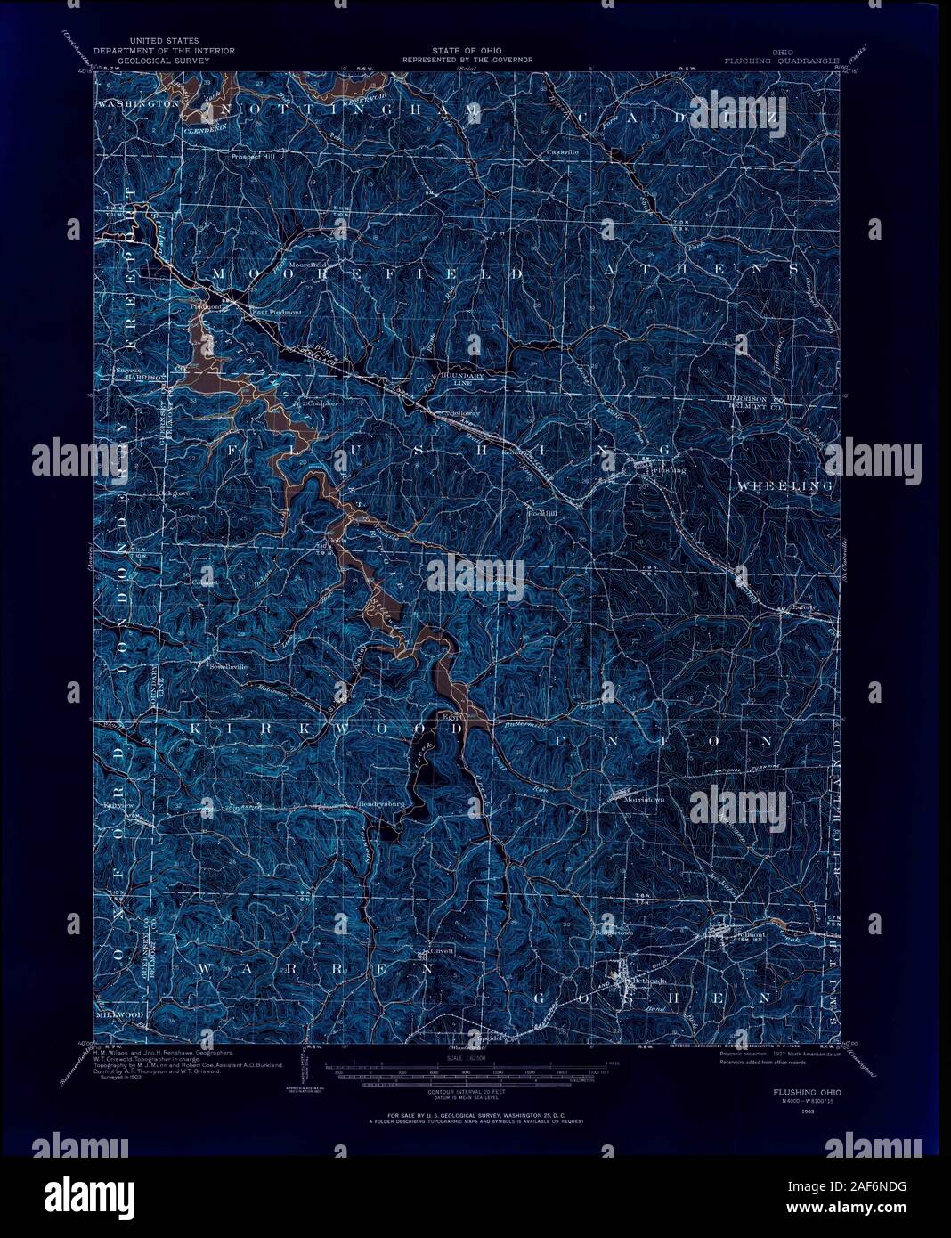 USGS TOPO Map Ohio OH Flushing 225067 1903 62500 Inverted Restoration ...