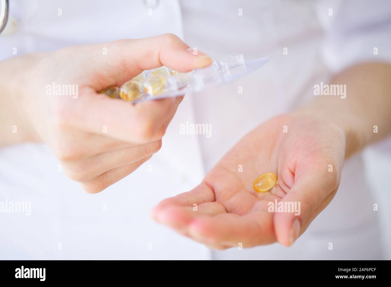 Closeup Of Woman Hands Holding Variety Of Colorful Vitamin Pills. Close ...