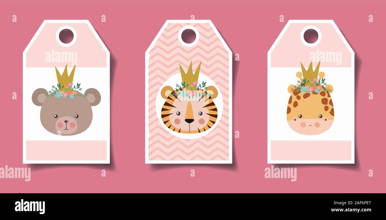Cute animals labels vector design Stock Vector Image & Art - Alamy