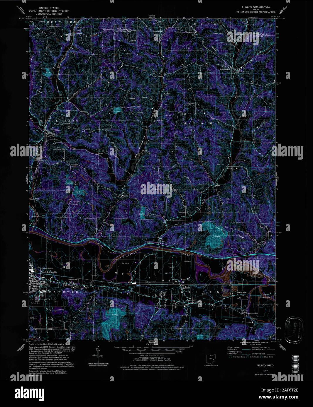 USGS TOPO Map Ohio OH Fresno 226103 1994 24000 Inverted Restoration ...