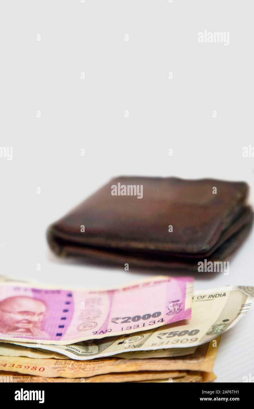 Indian Currency Showing Of 10,500 And 2000 Rupees with Wallet Stock ...
