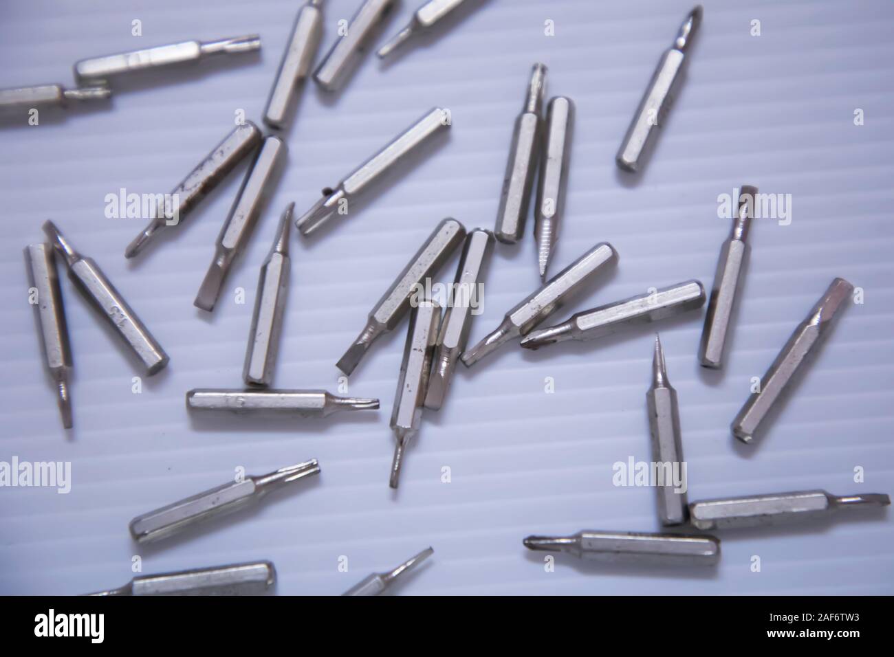 Closeup Top view screws isolated on white background Stock Photo - Alamy