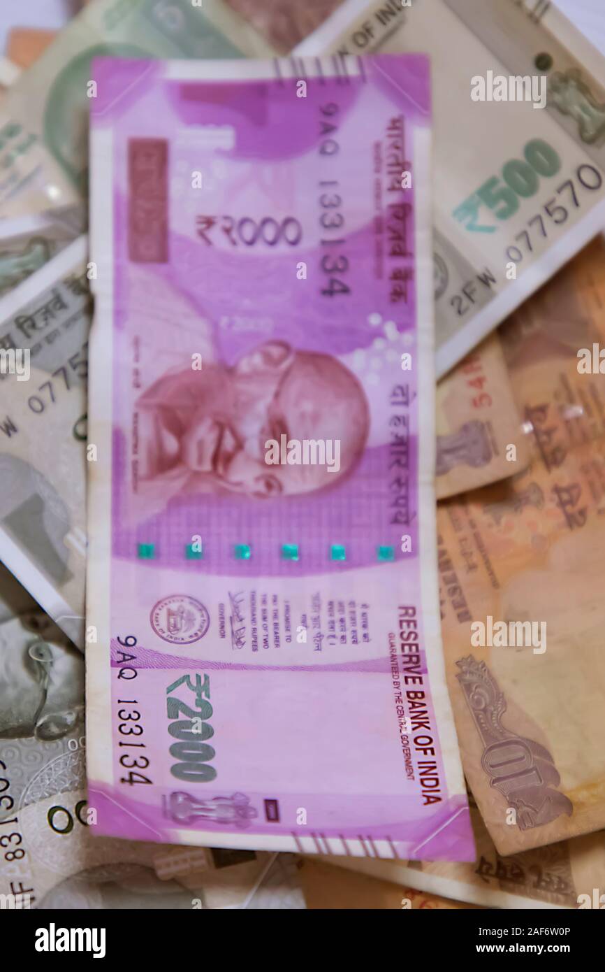 Close up of Indian 2000 rupee notes, white background Stock Photo - Alamy
