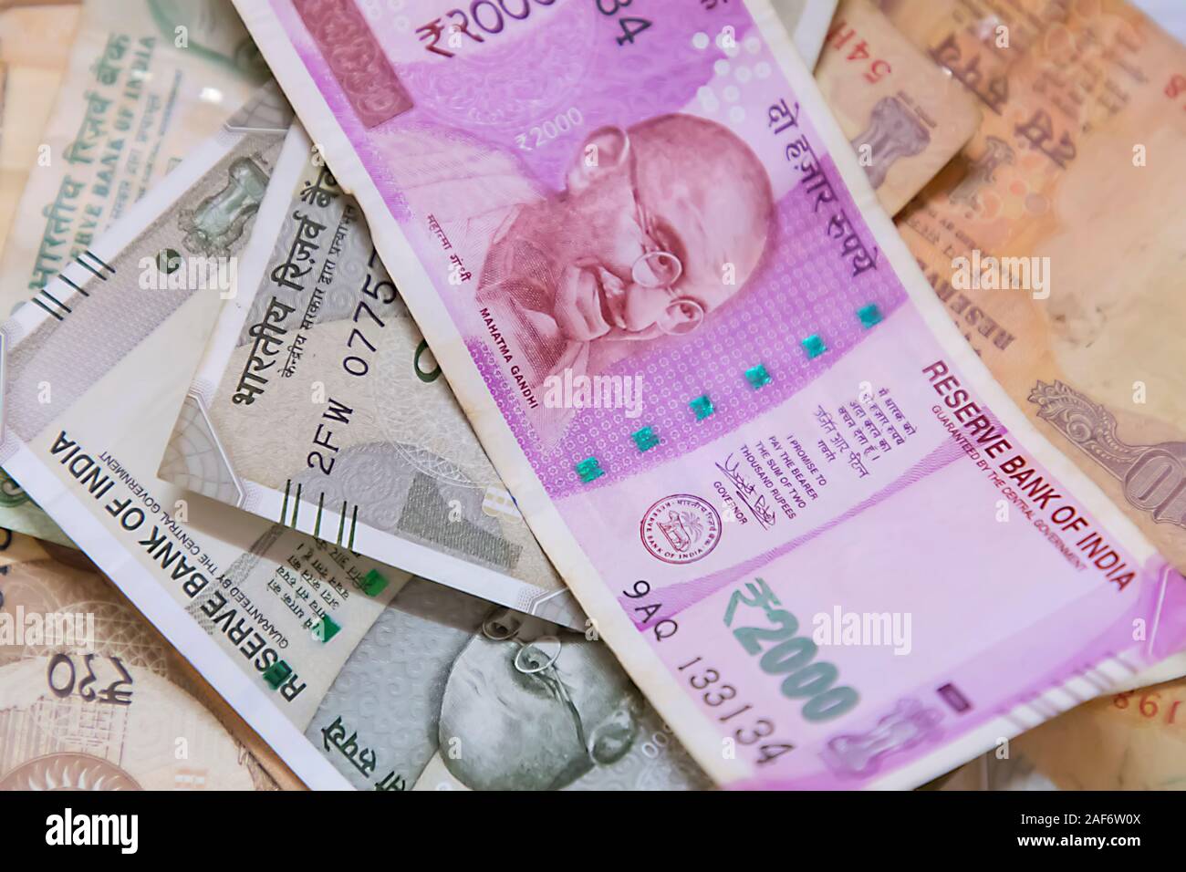 closeup Indian currency bank notes of 500 and 2000 rupees Stock Photo ...