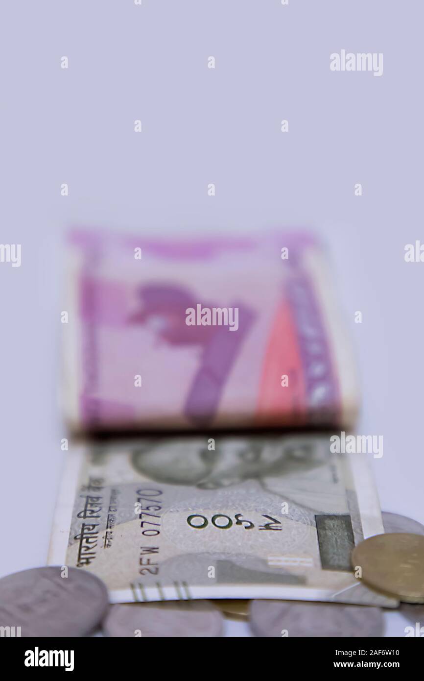 Close up of Indian 500, 2000 rupee notes, Indian currency note Folded ...