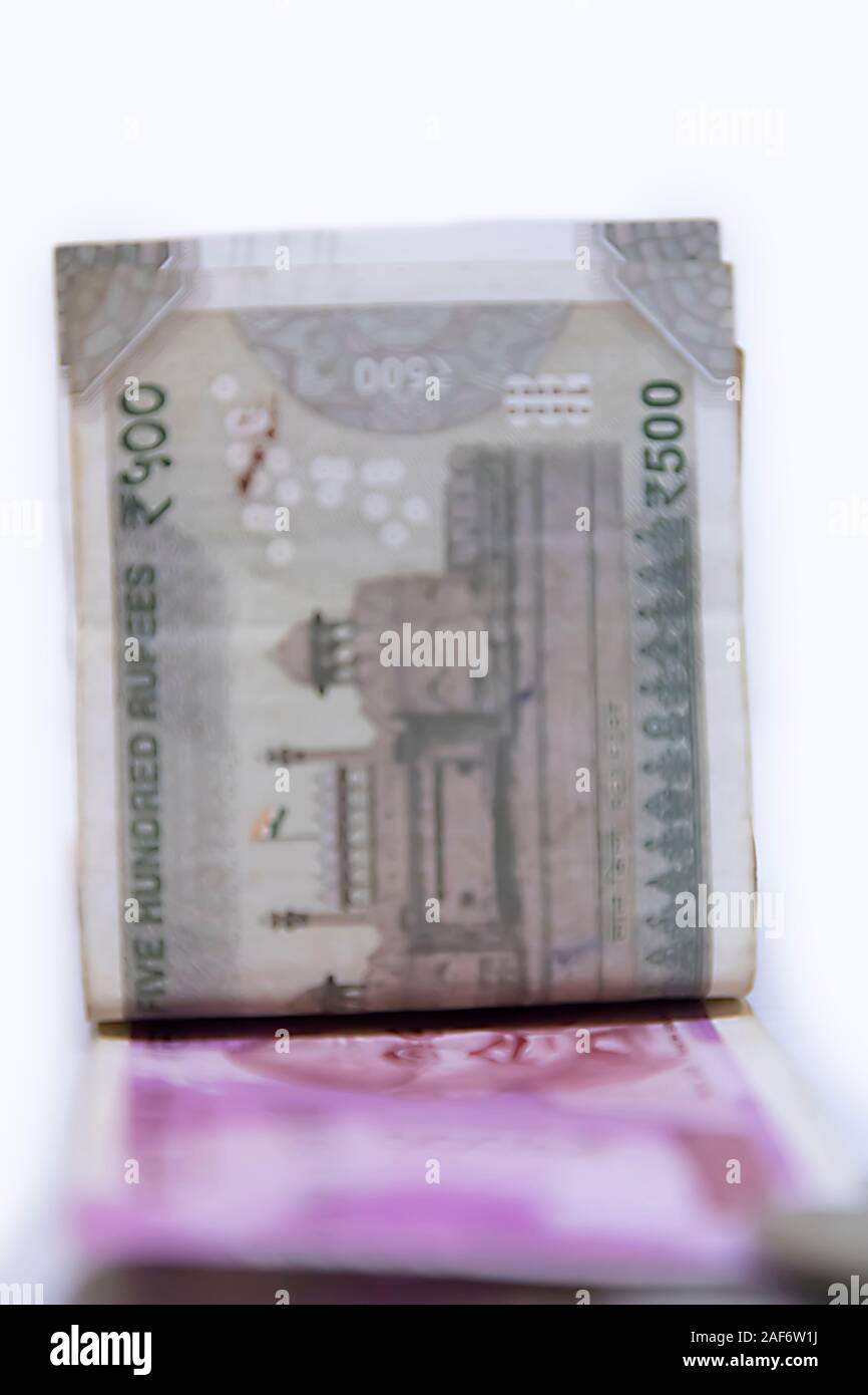 Indian 500, 2000 rupee notes, Indian currency note Folded on white ...