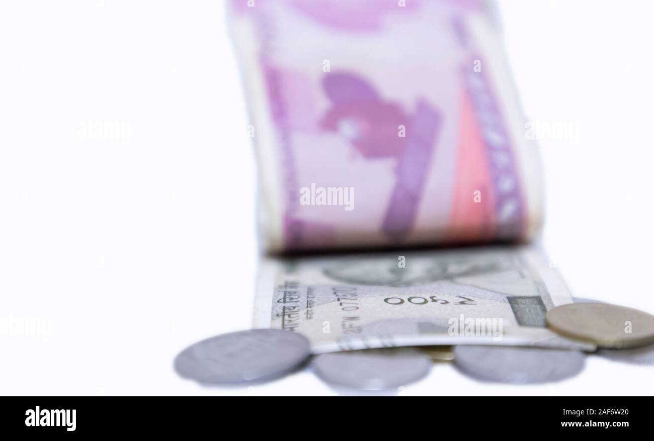 Close up of Indian 500, 2000 rupee notes, Indian currency note Folded ...
