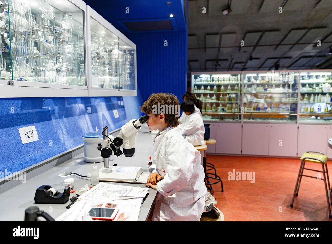 Interior of the Science Center Nemo in Amsterdam. The museum has ...
