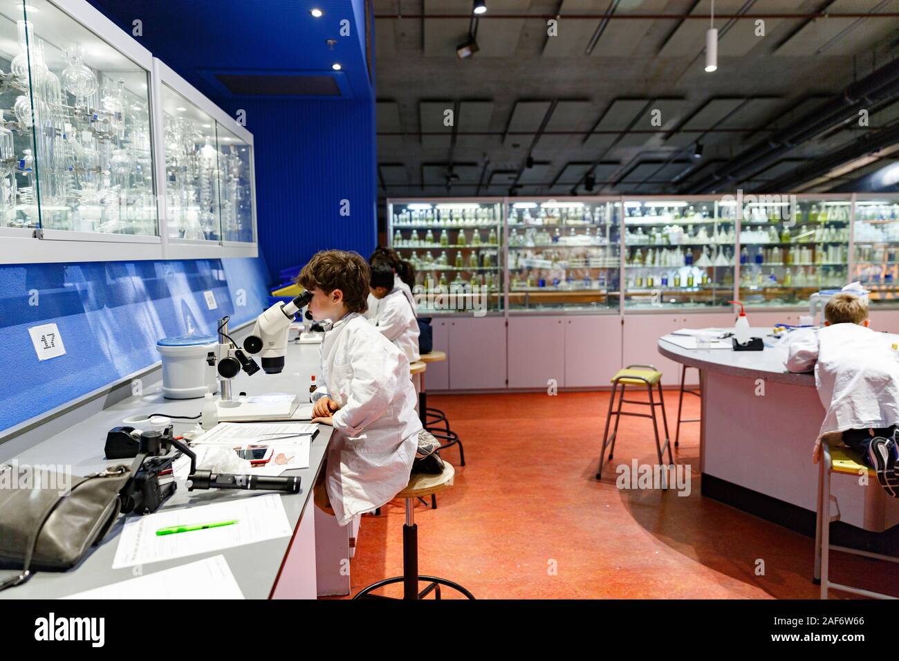 chemical laboratory in Science Center museum Nemo, Amsterdam Stock ...