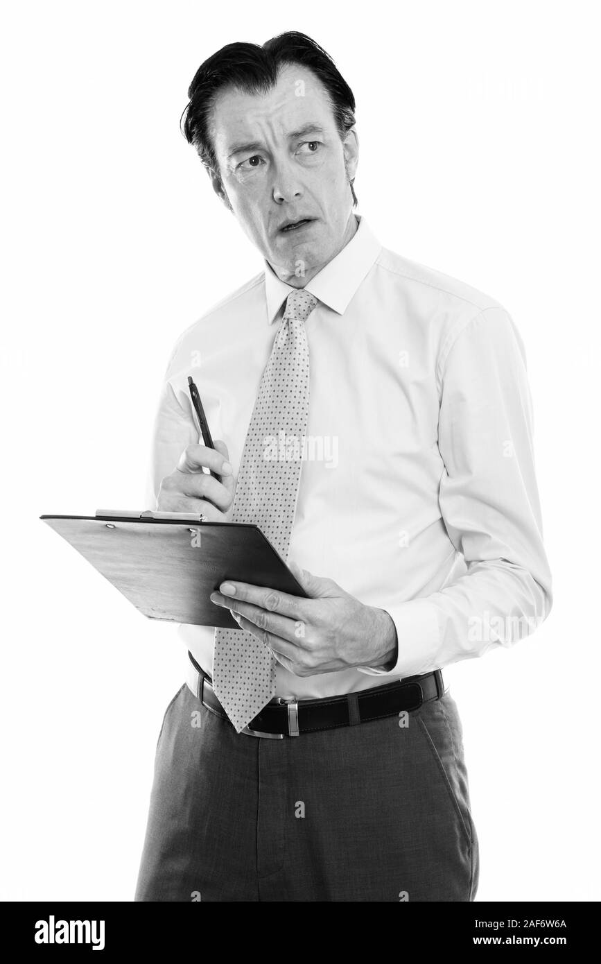 Mature man with pen Black and White Stock Photos & Images - Alamy