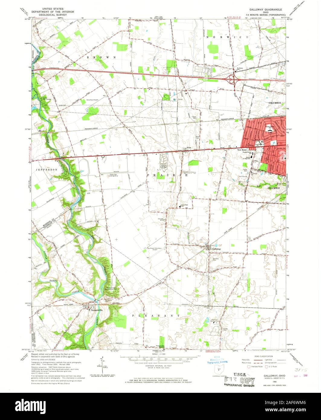 USGS TOPO Map Ohio OH Galloway 225150 1966 24000 Restoration Stock ...