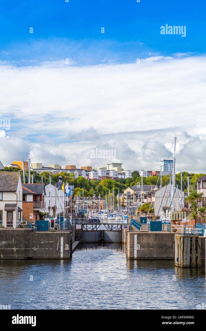 The entrance to Penarth Quays Marina in Cardiff Bay with attractive new ...