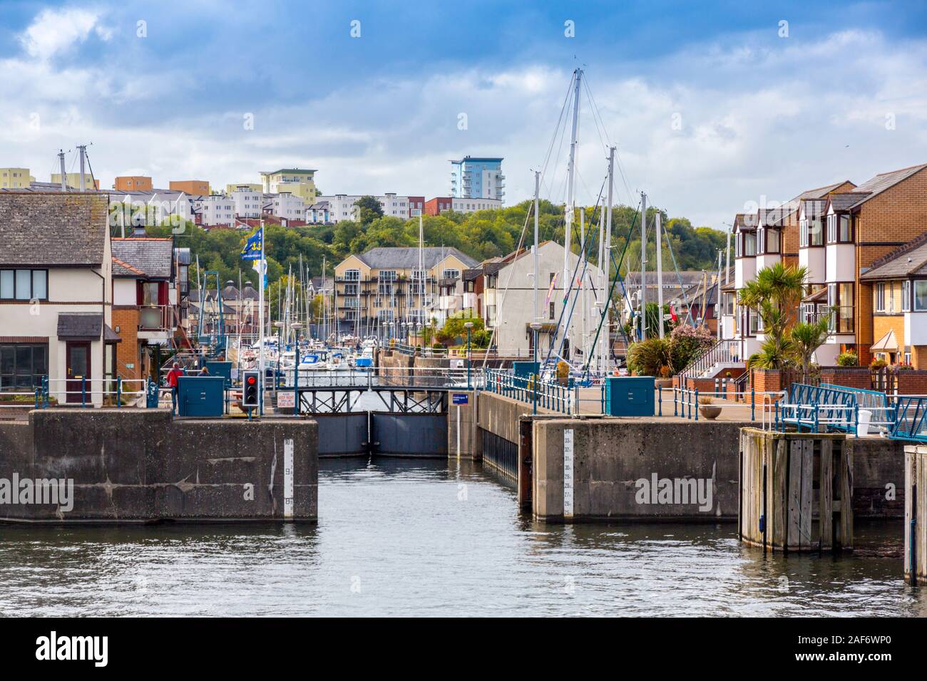 The entrance to Penarth Quays Marina in Cardiff Bay with attractive new ...