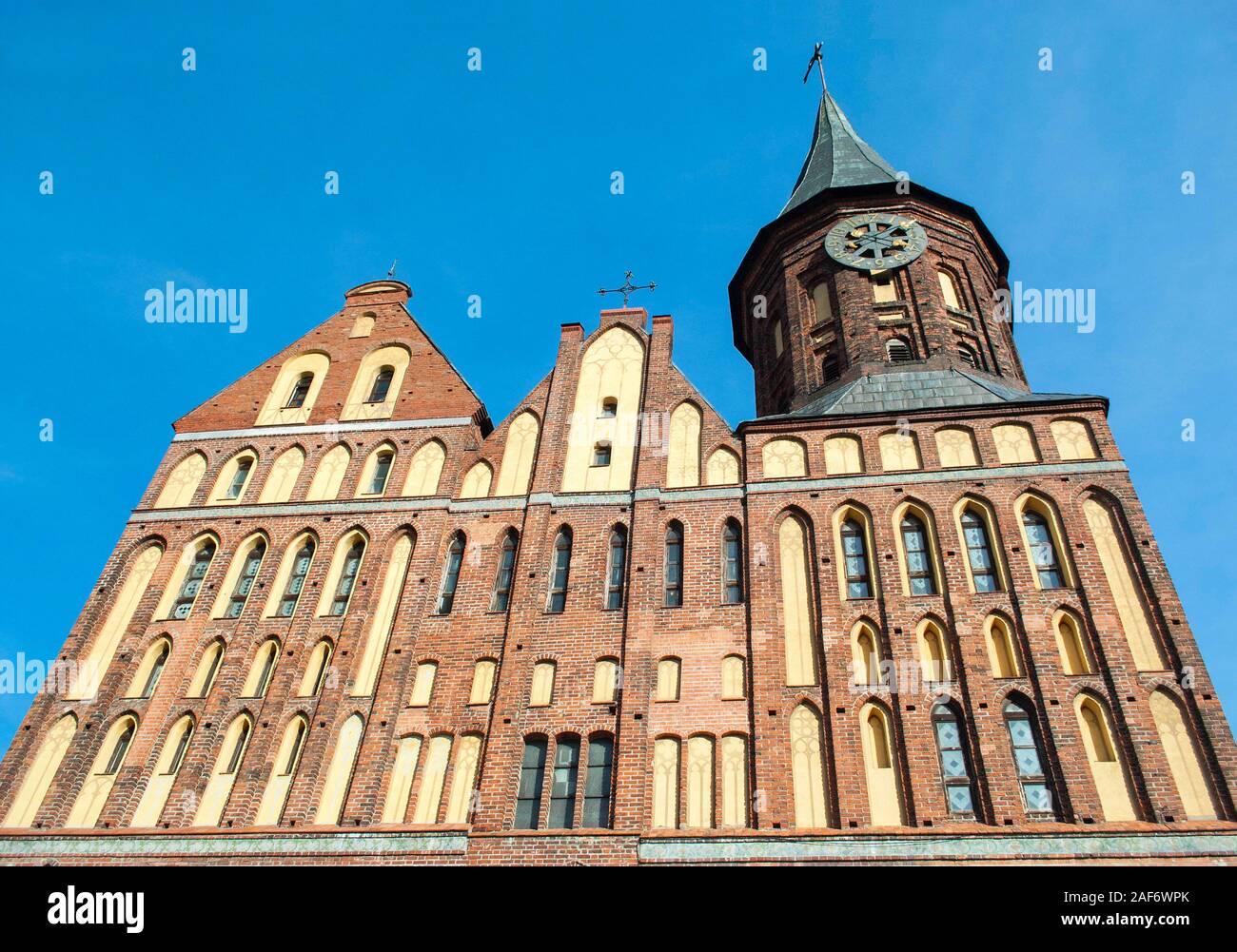 Brick Gothic style Cathedral in Kaliningrad, Russia. It was formerly ...