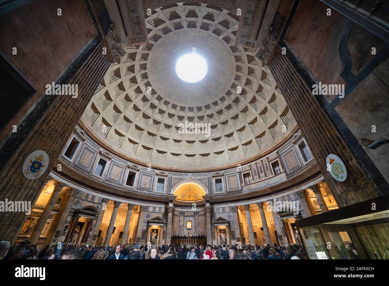 ROME / ITALY - NOV-2019 Interior of Rome Pantheon with the famous ray ...