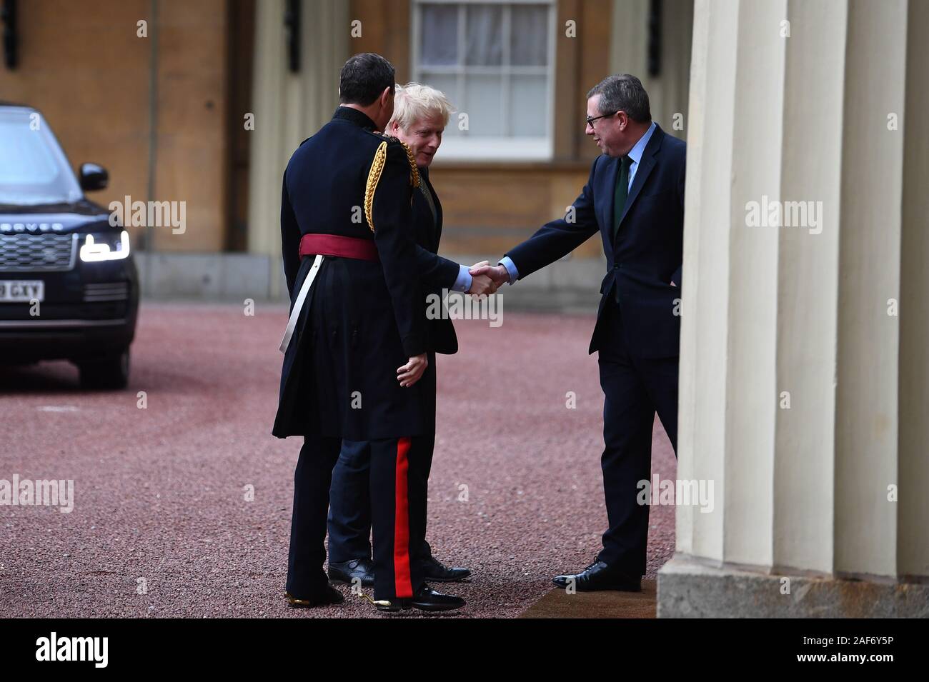 Prime Minister Boris Johnson is greeted by the Queen's Equerry-in ...