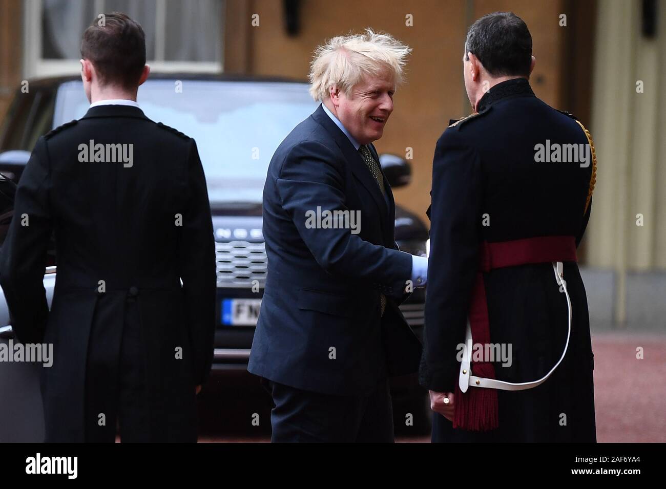 Prime Minister Boris Johnson is greeted by the Queen's Equerry-in ...