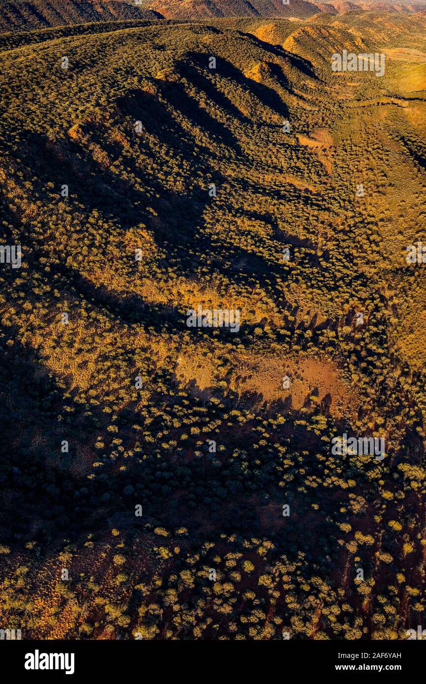 Aerial view of the George Gill ranges in remote central Australia in ...