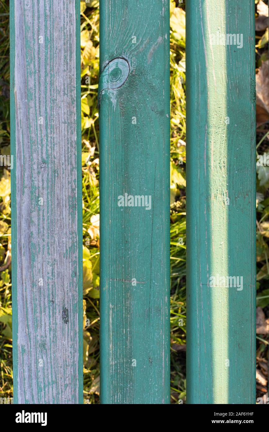 Painted green wooden boards with a gap. Texture background backdrop ...