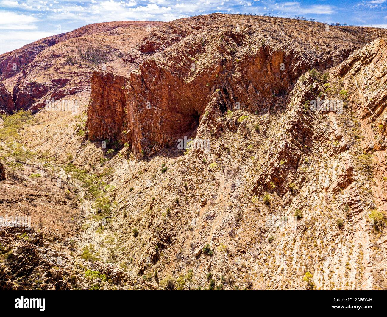 An aerial shot of the area surrounding Serpentine Gorge. This is a ...