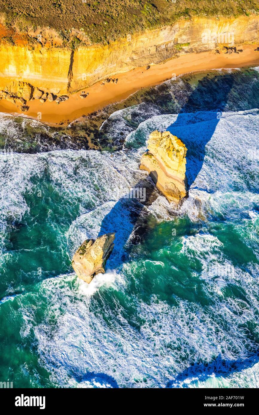 Gog and Magog rock stacks sit out from Gibson Steps along the Great ...